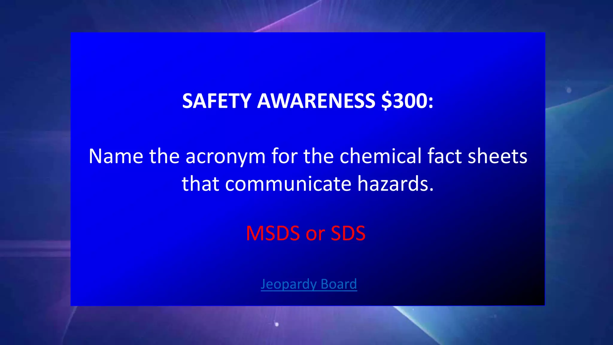 Safety Jeopardy | PPTX