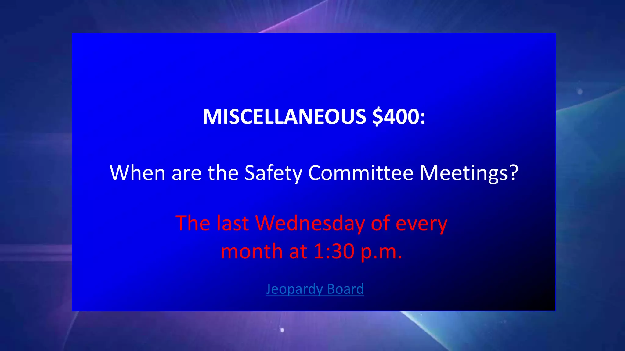 Safety Jeopardy | PPTX