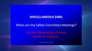 Safety Jeopardy | PPTX