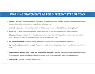 Safety labelling guidlines for toys | PPTX