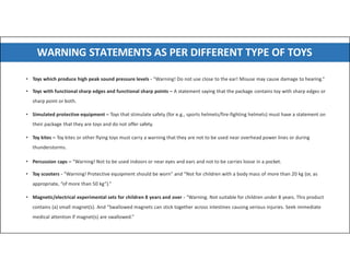Safety labelling guidlines for toys | PPTX