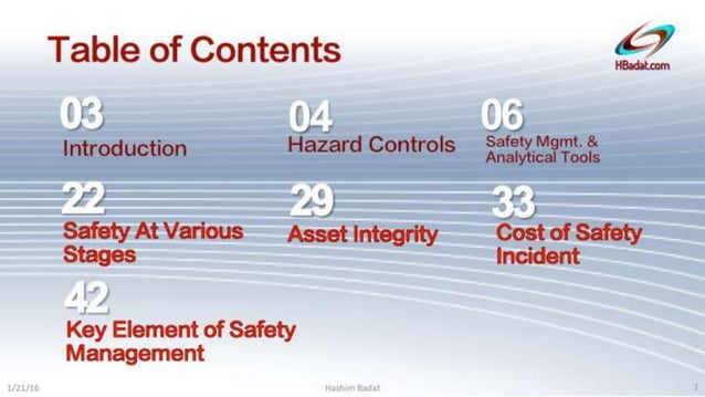 SAFETY MANAGEMENT & ANALYTICAL TOOLS | PPTX
