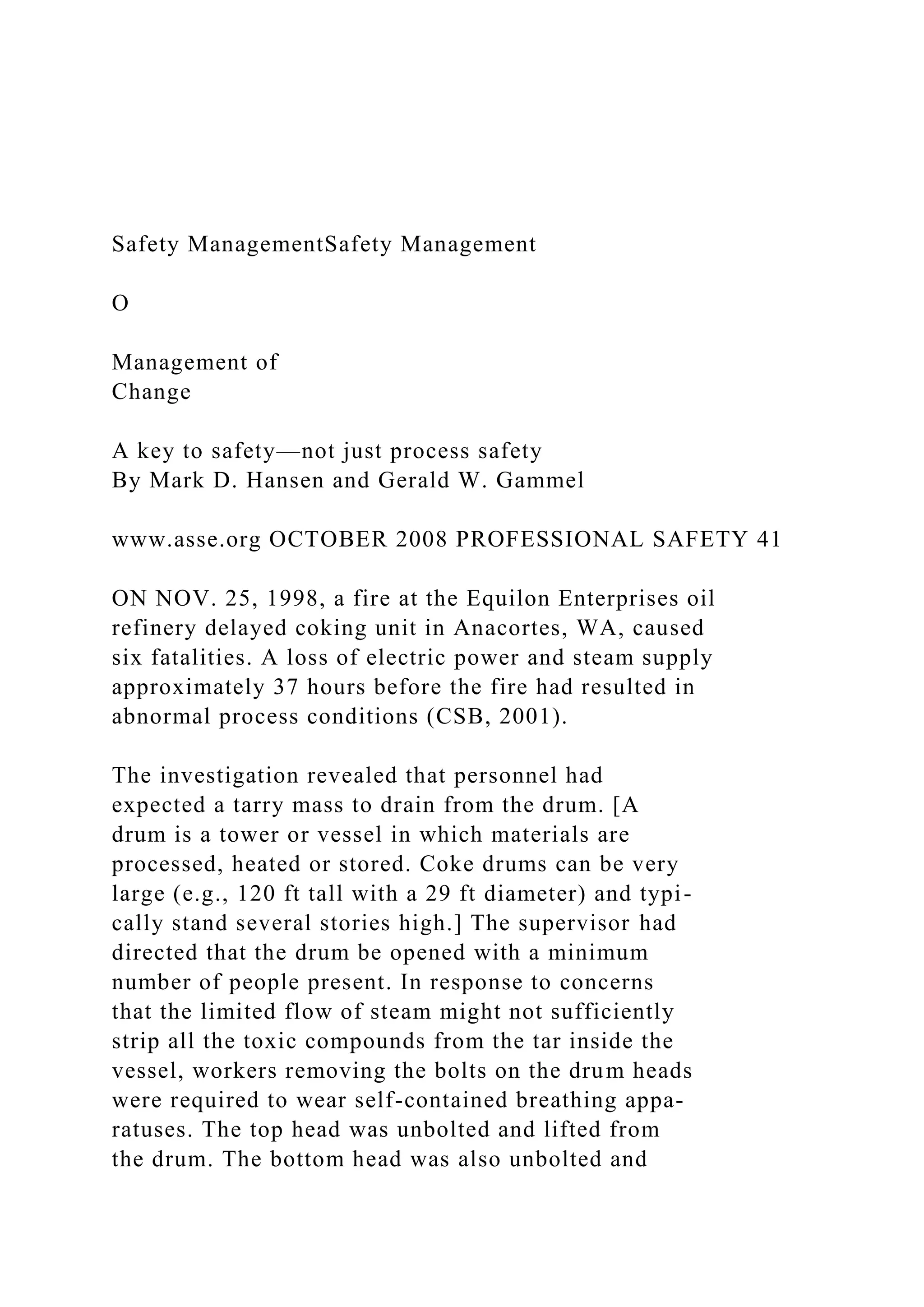 Safety ManagementSafety ManagementOManagement ofChan.docx