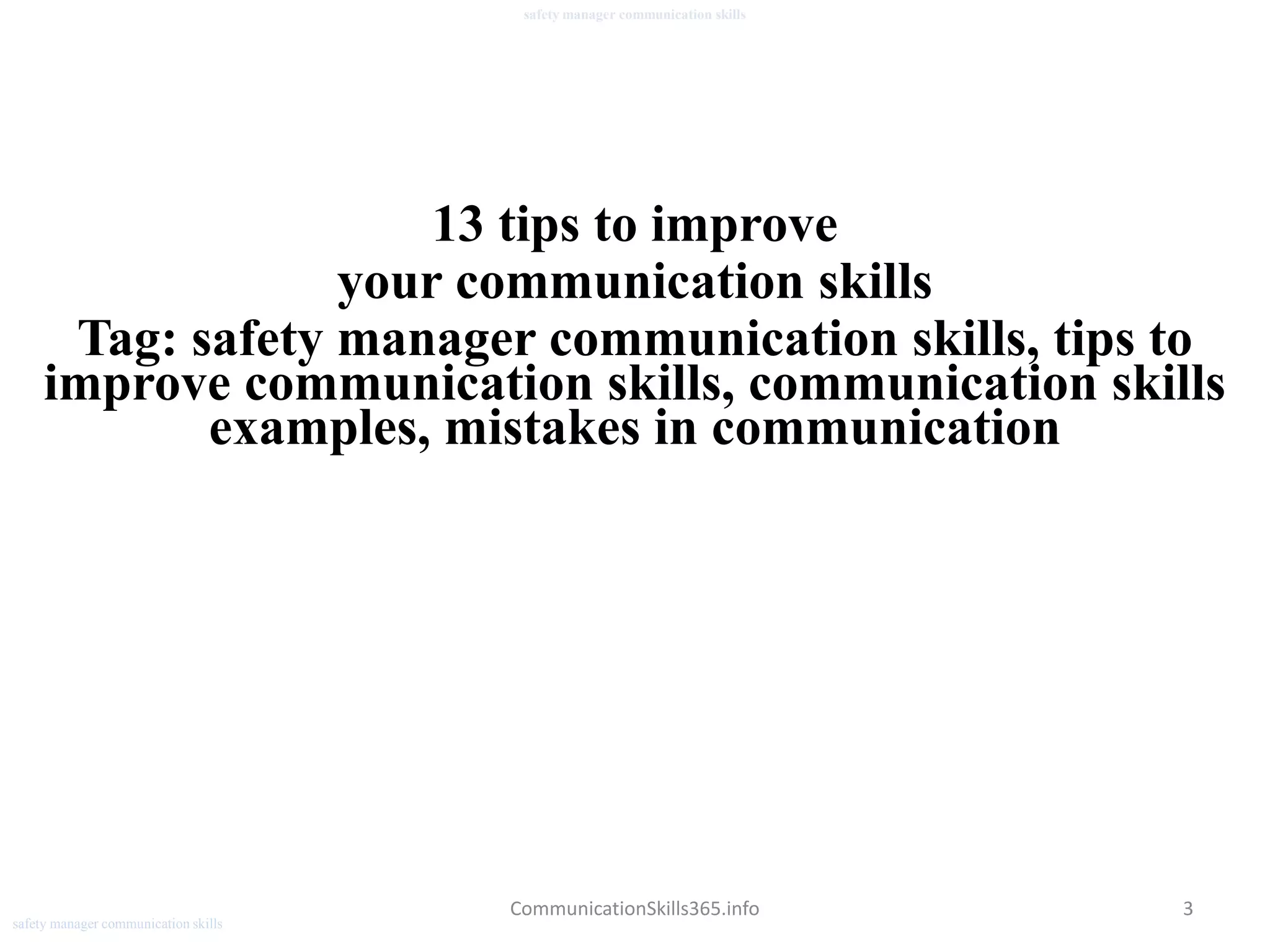 Safety manager communication skills pdf | PPTX