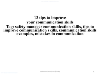 Safety manager communication skills pdf | PPT