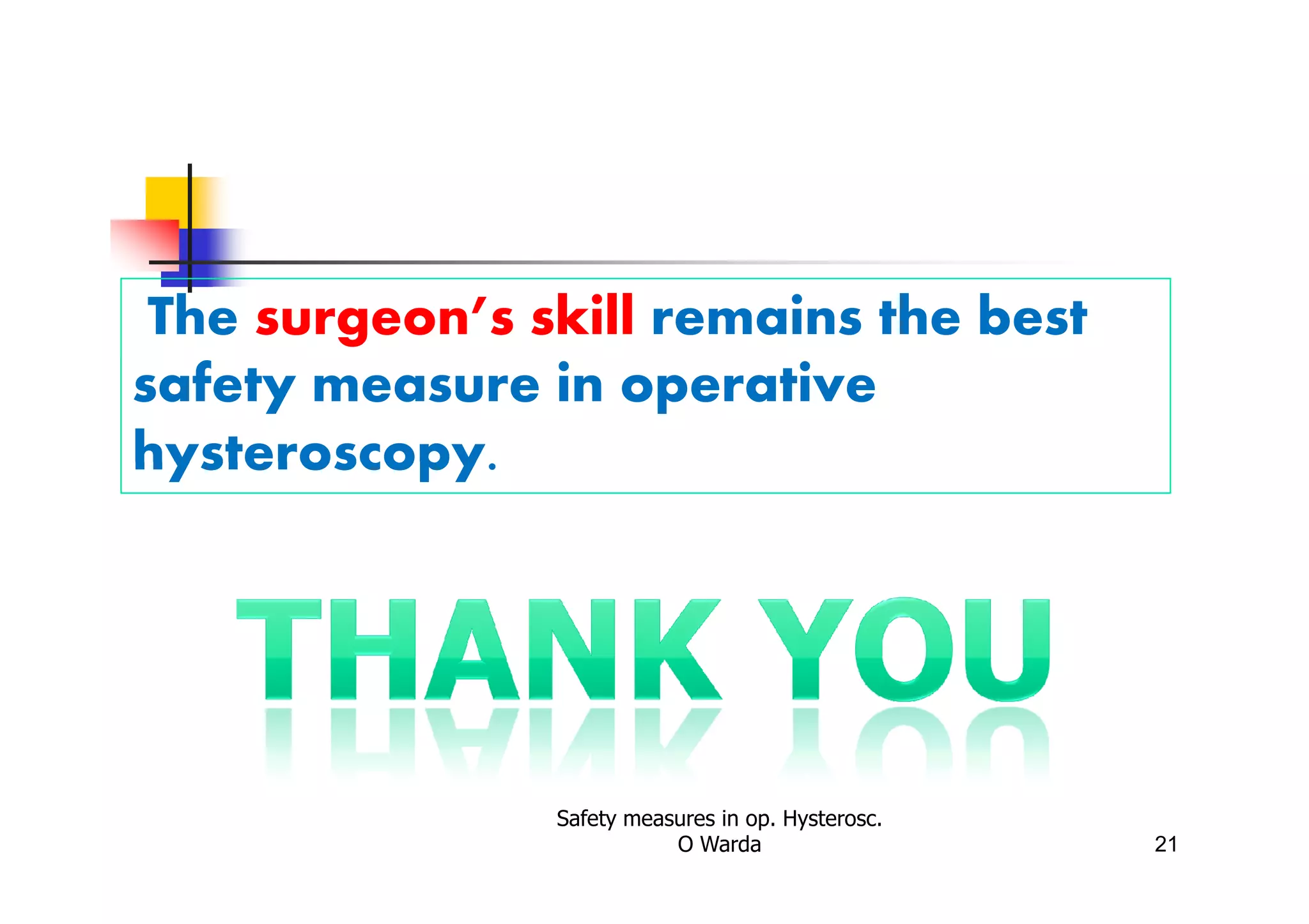 Safety measures in operative hysteroscopy | PDF