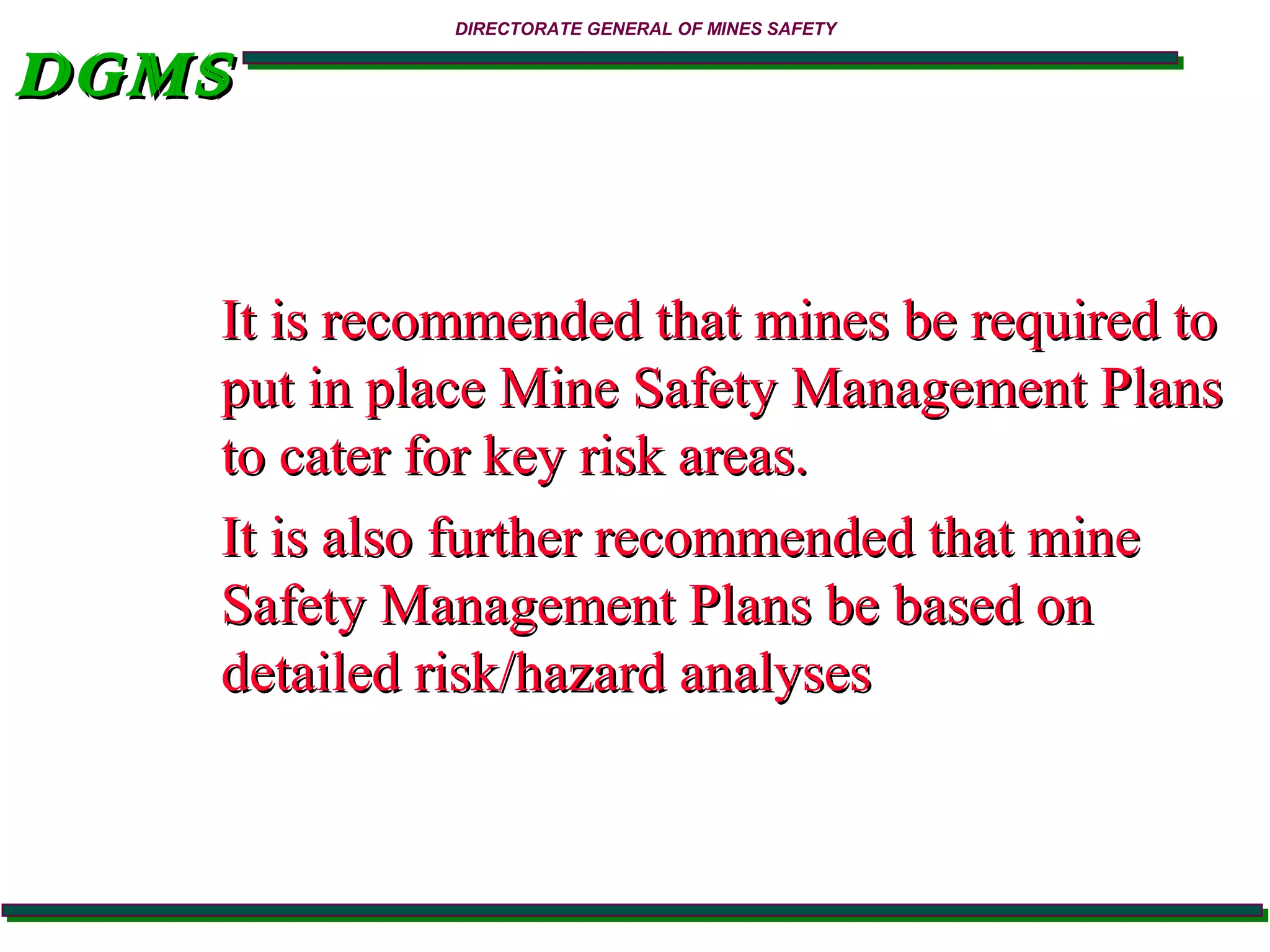 Safety management plan by DGMS | PPT