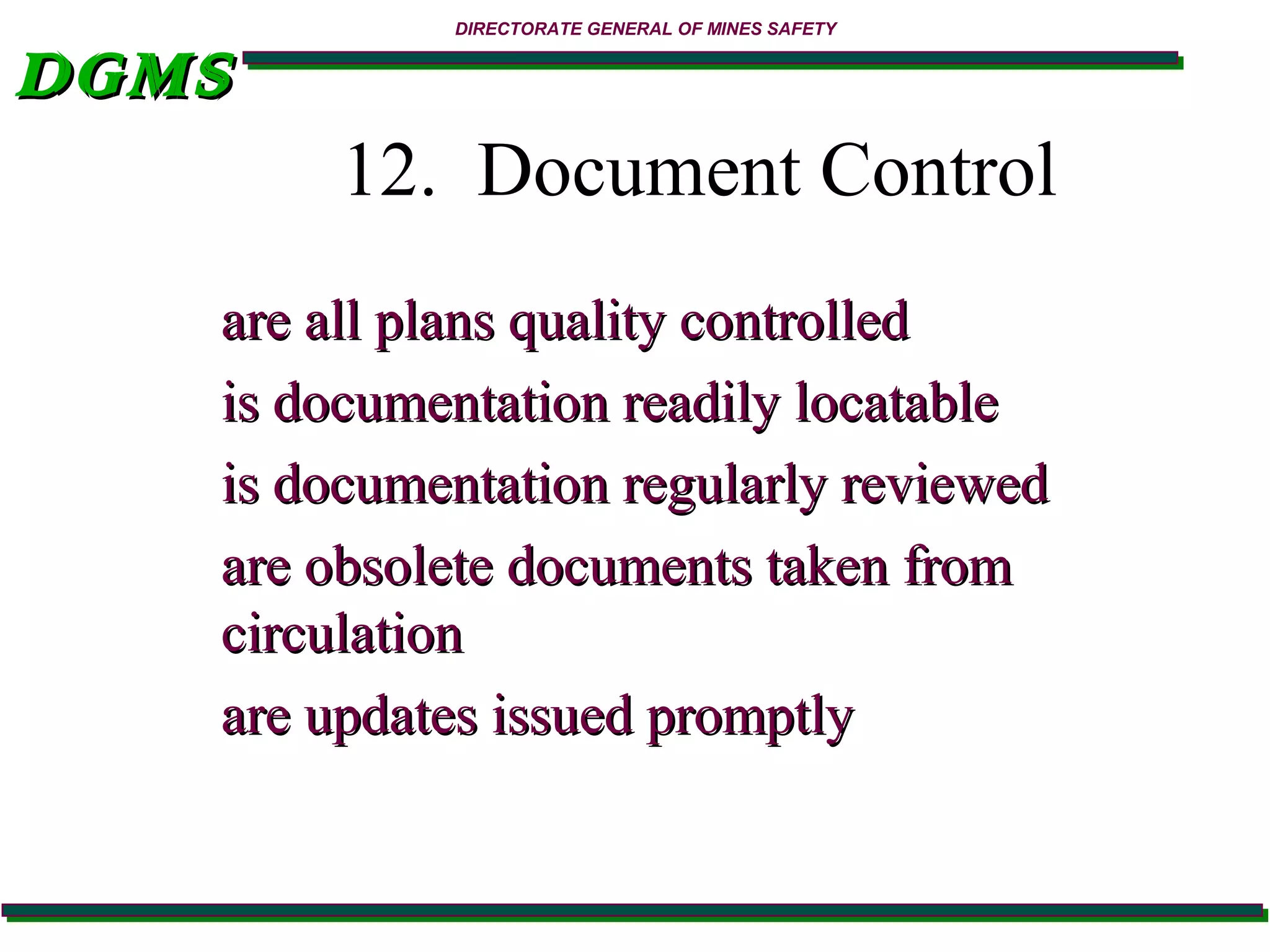 Safety management plan by DGMS | PPT