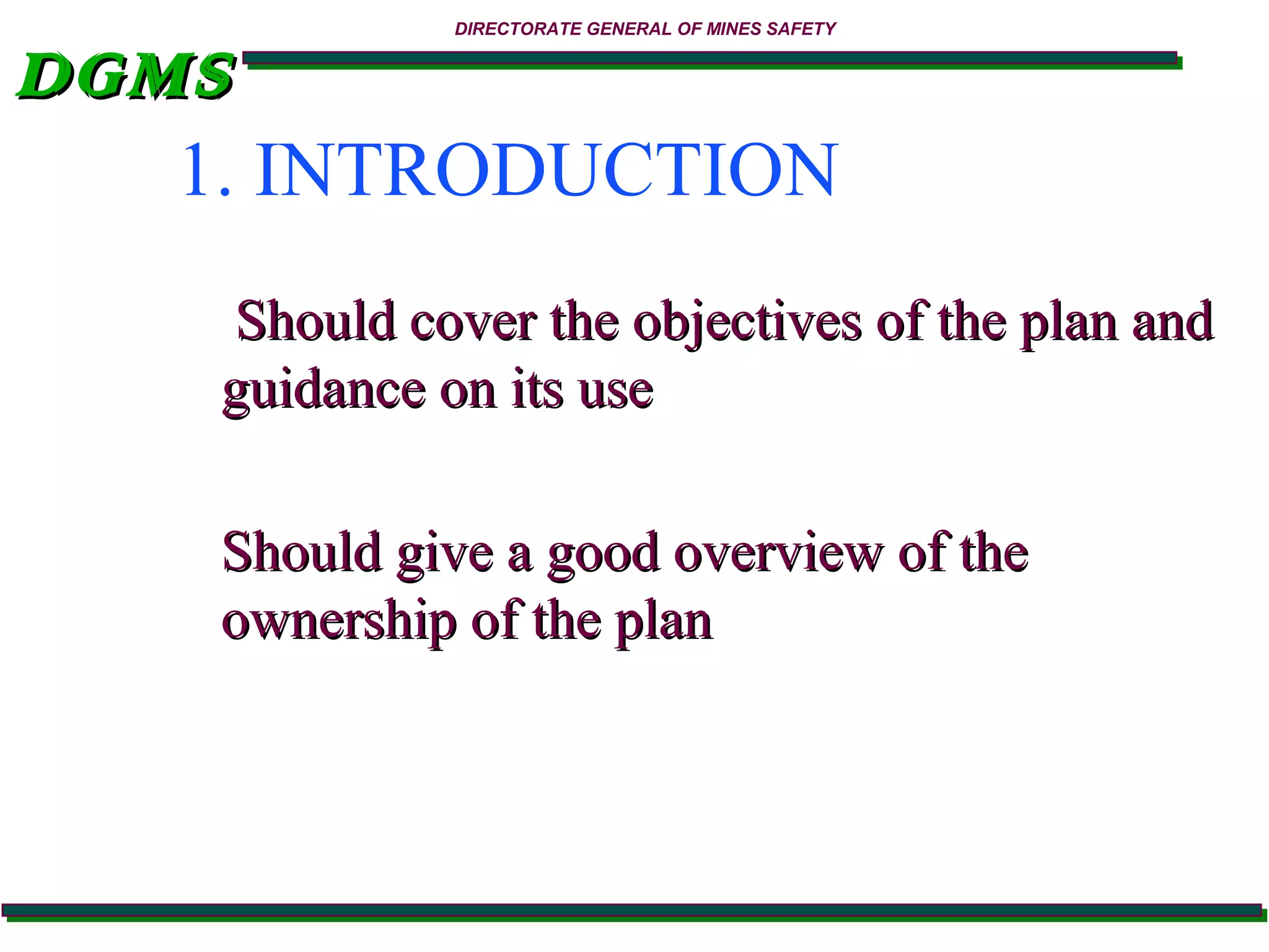 Safety management plan by DGMS | PPT