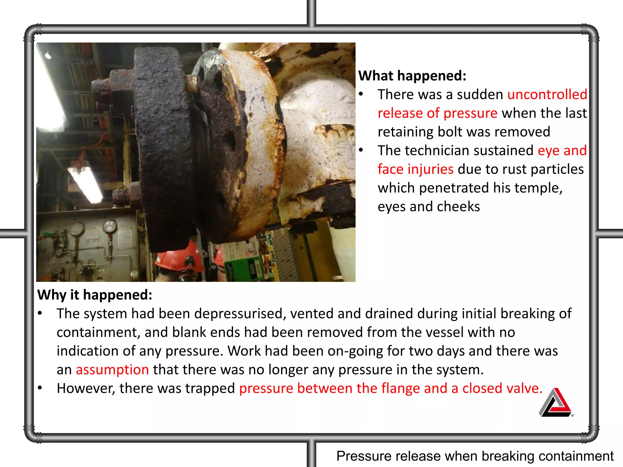 Safety Moment | Pressure release when breaking containment | PDF