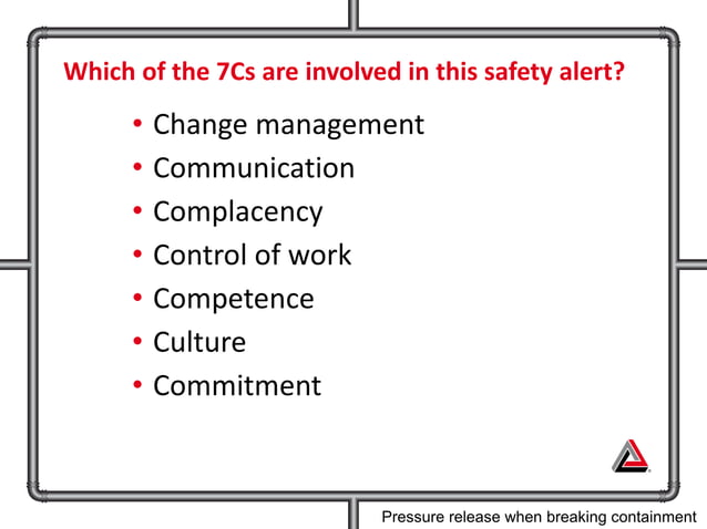 Safety Moment | Pressure release when breaking containment | PDF