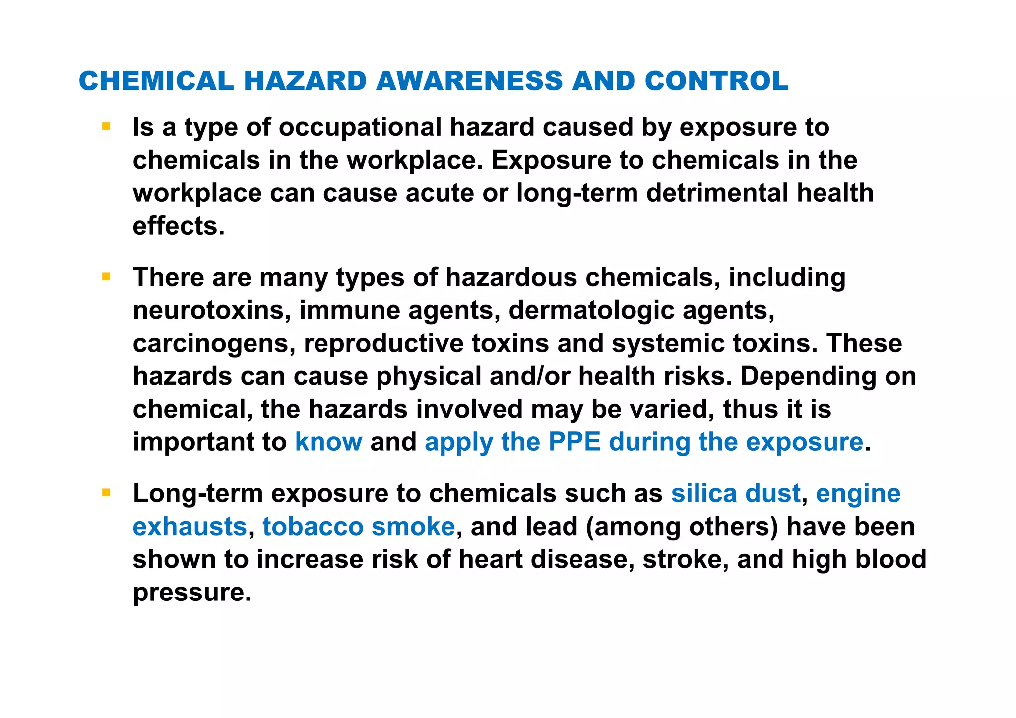 Safety moments week 29 - chemical hazards | PDF