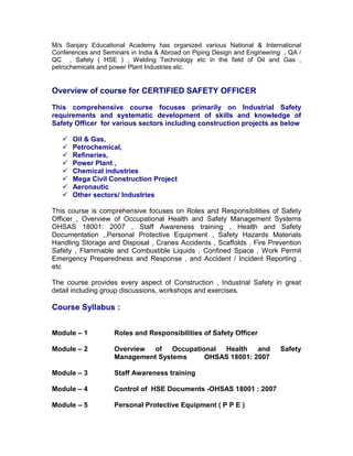 Safety officer course | PDF