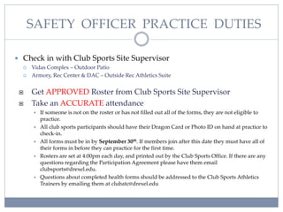 Drexel Club Sports Safety Officer Training Module | PPTX
