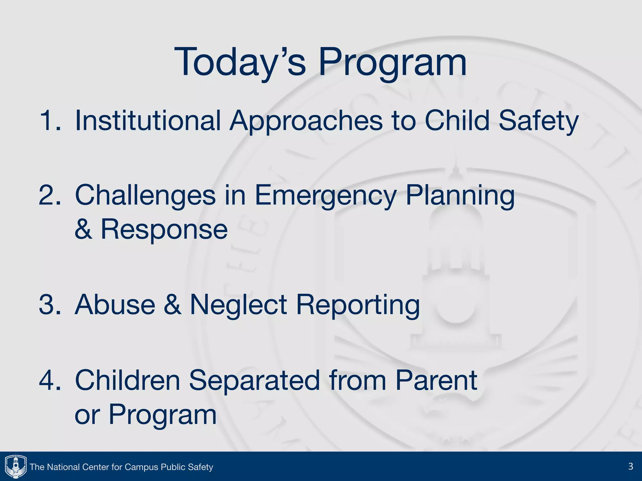 Planning for the Safety of Minors: Routine and Emergency Situations ...