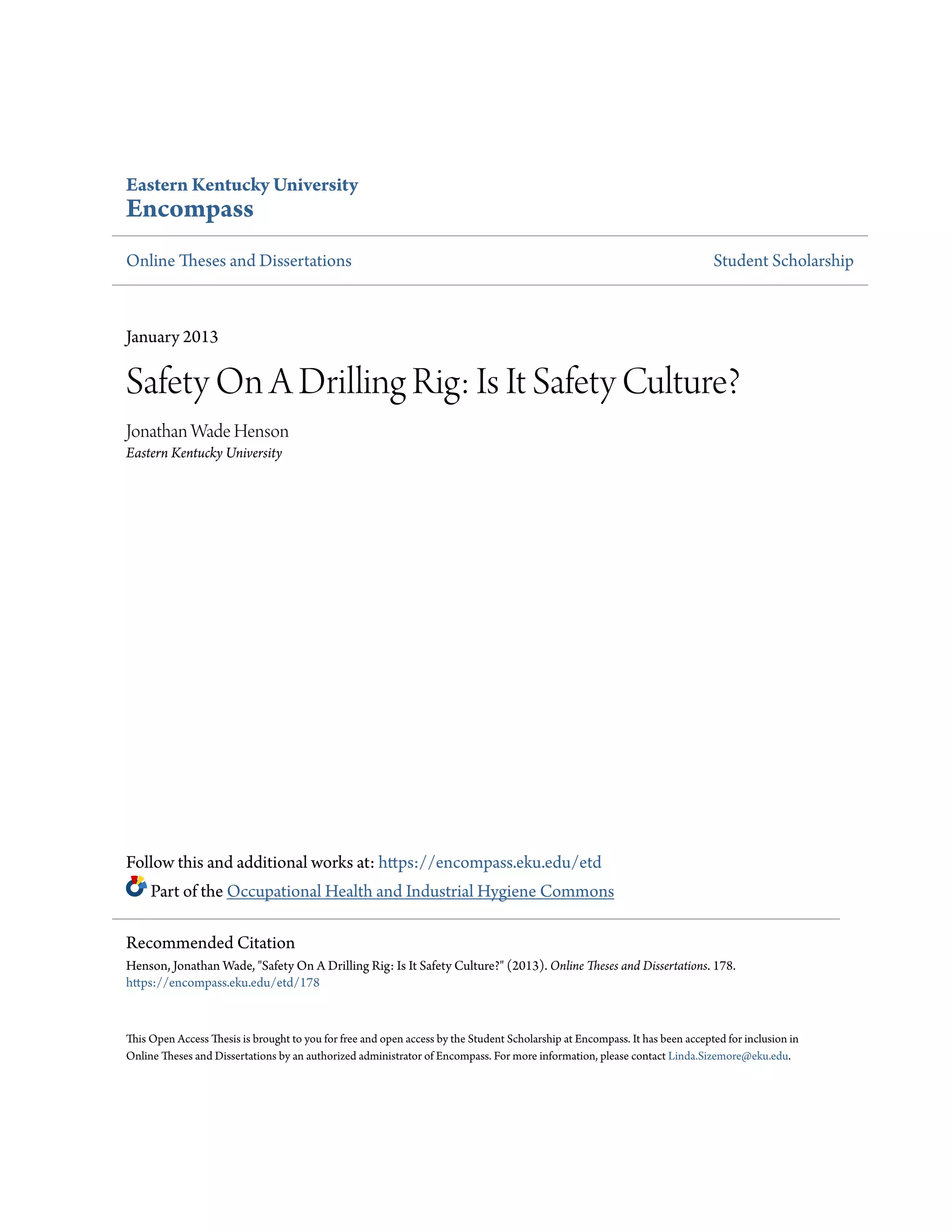 Safety on a drilling rig is it safety culture | PDF