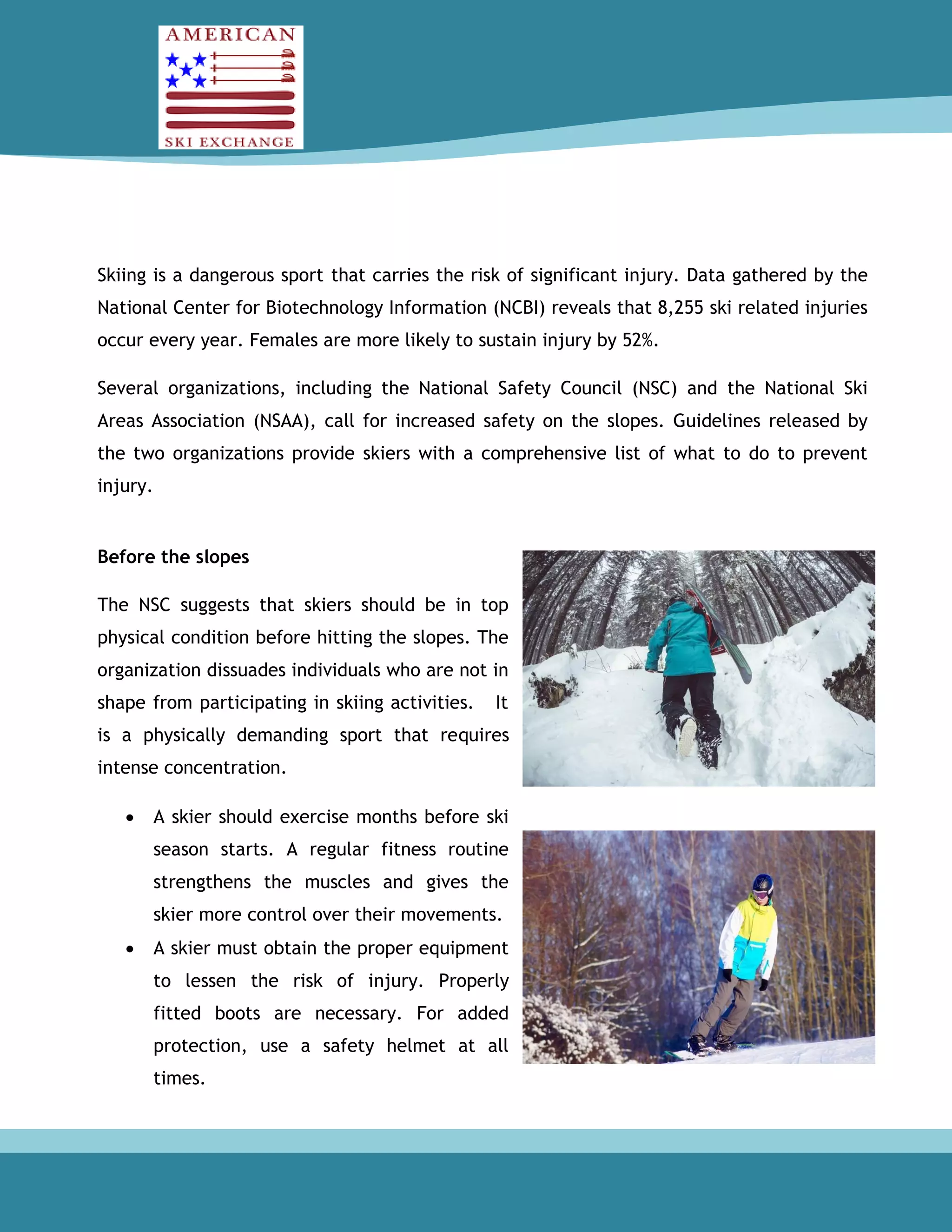Safety on the Slope: Ski Safety to Prevent Injury | PDF