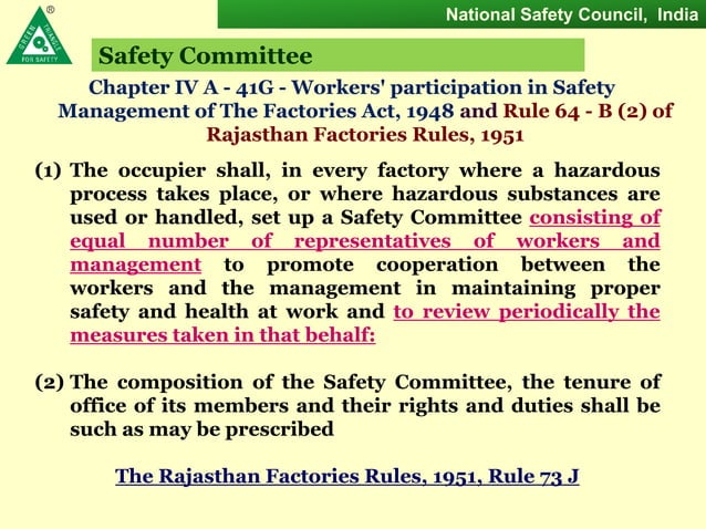 Safety Organisation & Safety Committee and its Effective Functioning ...