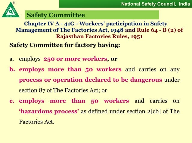 Safety Organisation & Safety Committee and its Effective Functioning ...
