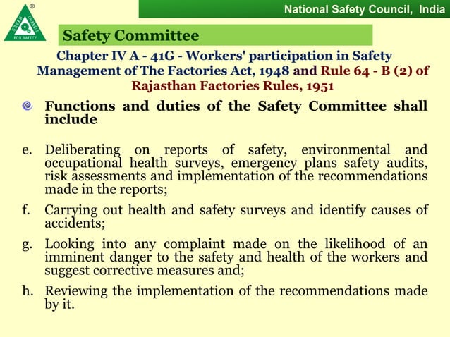 Safety Organisation & Safety Committee and its Effective Functioning ...