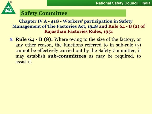 Safety Organisation & Safety Committee and its Effective Functioning ...