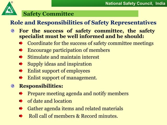 Safety Organisation & Safety Committee and its Effective Functioning ...