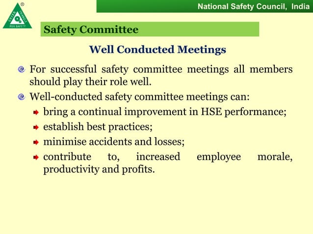 Safety Organisation & Safety Committee and its Effective Functioning ...