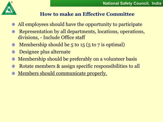 Safety Organisation & Safety Committee and its Effective Functioning ...