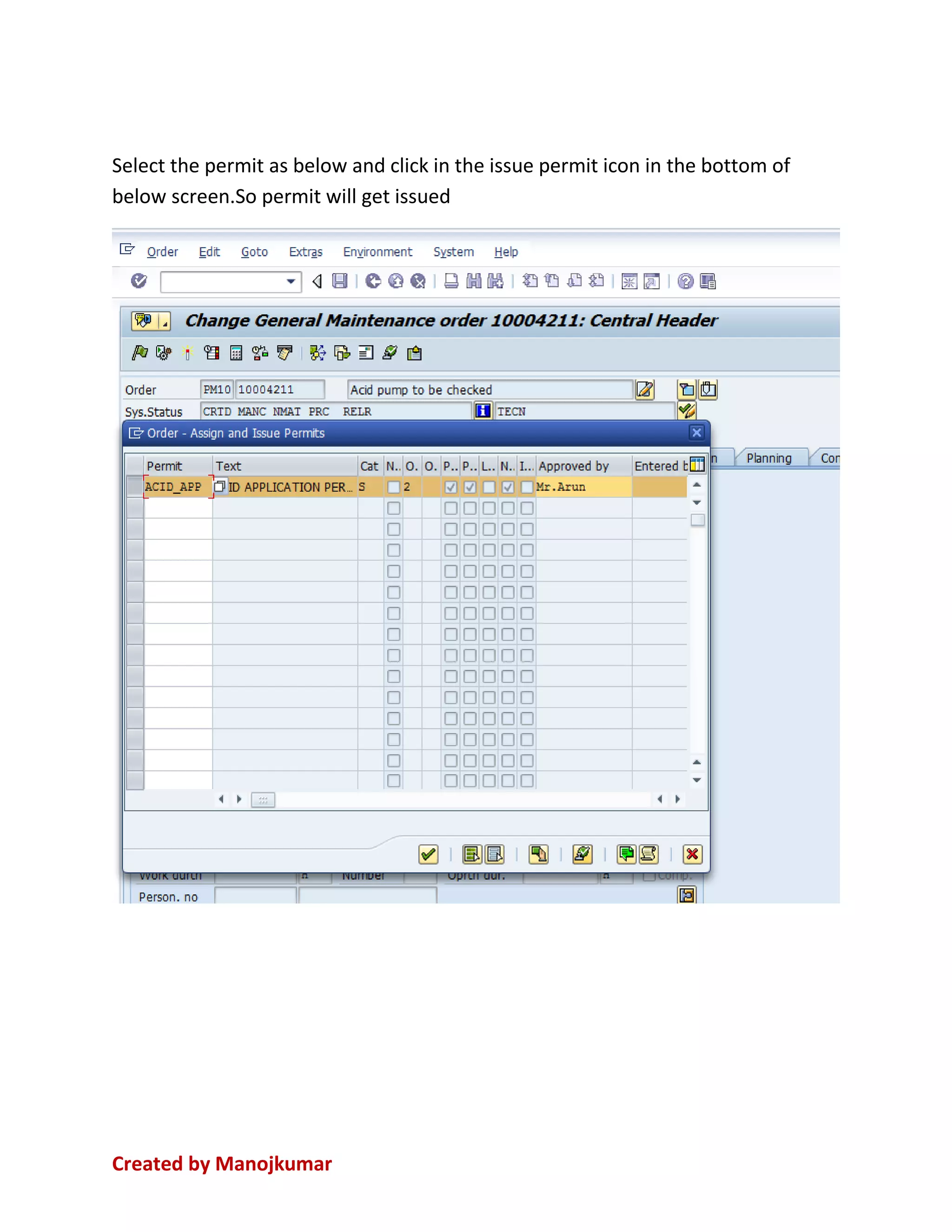 Safety permit with ipmd SAP | PDF