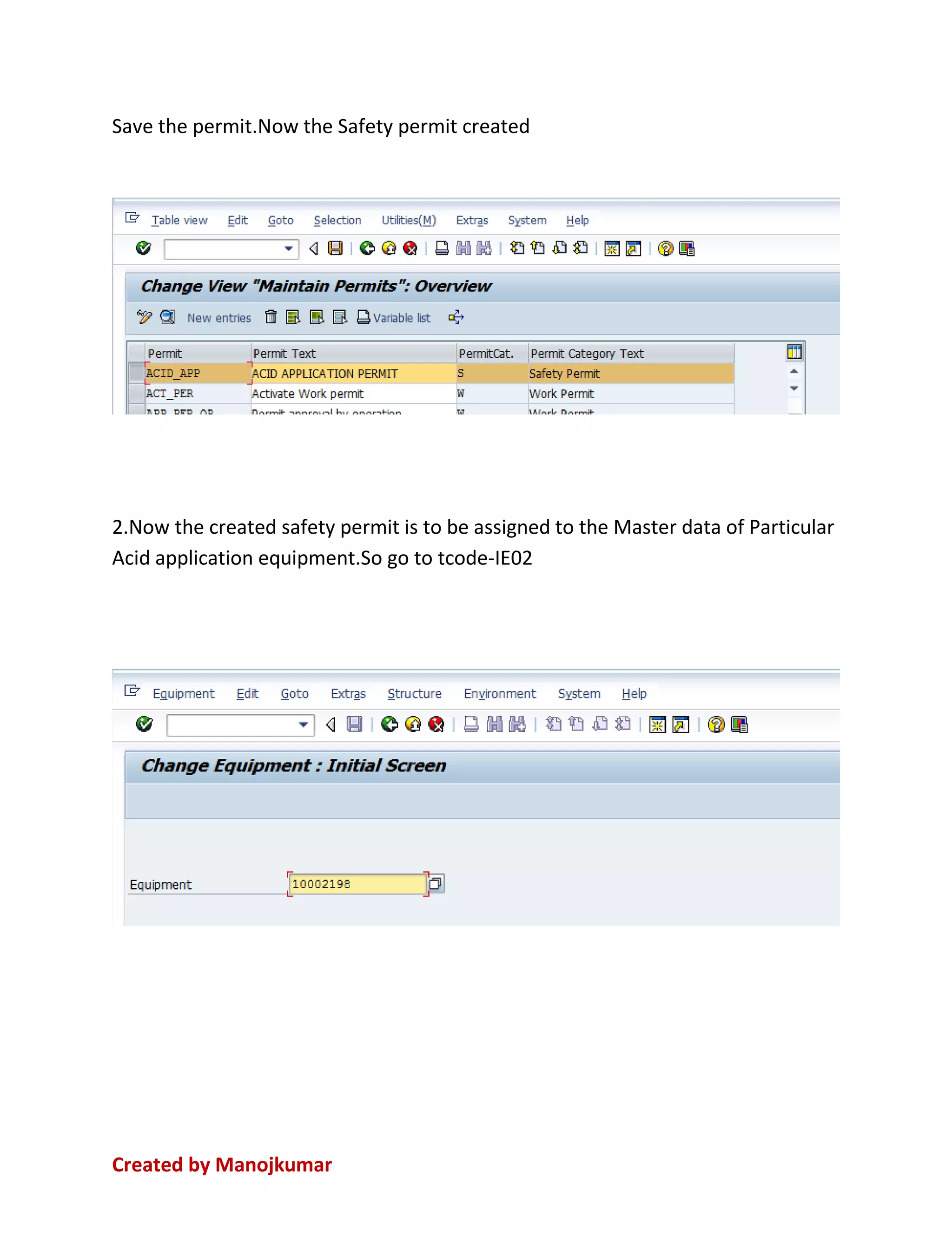 Safety permit with ipmd SAP | PDF