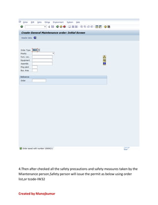 Safety permit with ipmd SAP | PDF