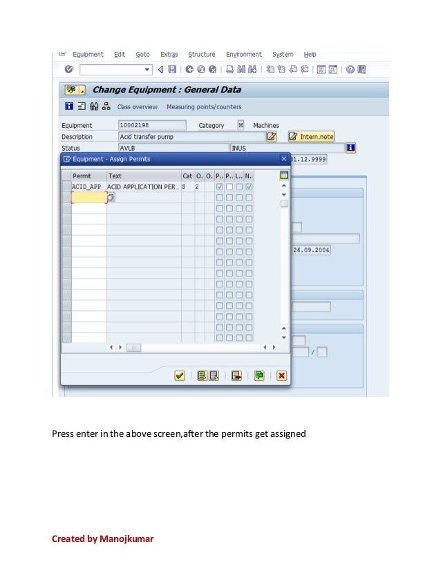 Safety permit with ipmd SAP