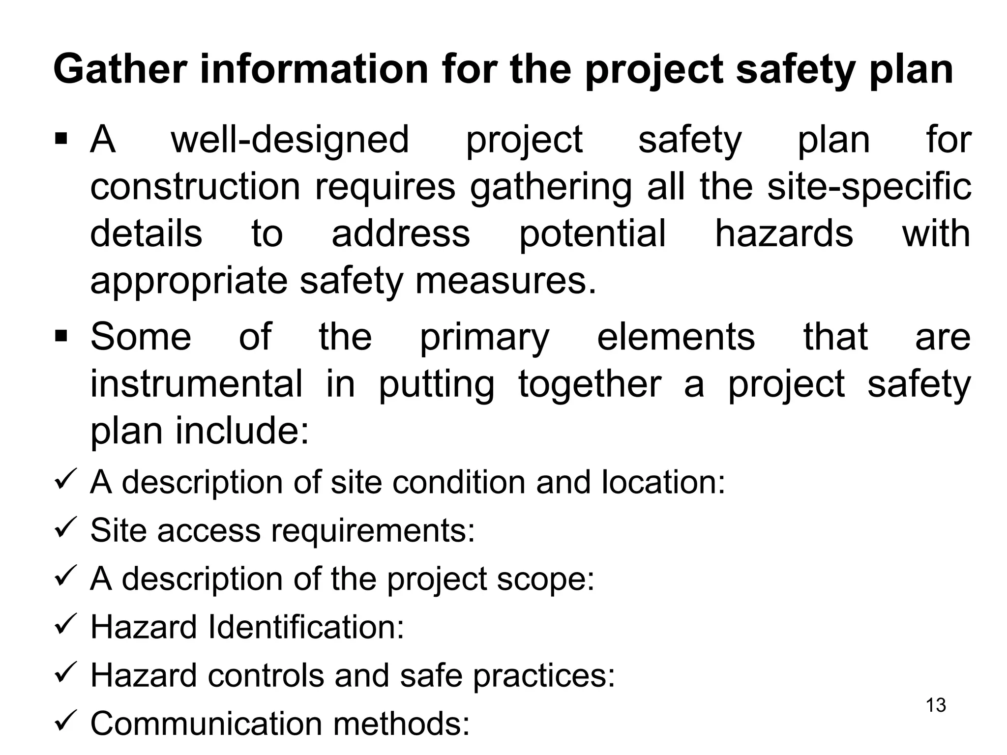 Preparation of safety plan and monitoring in construction at site | PDF ...