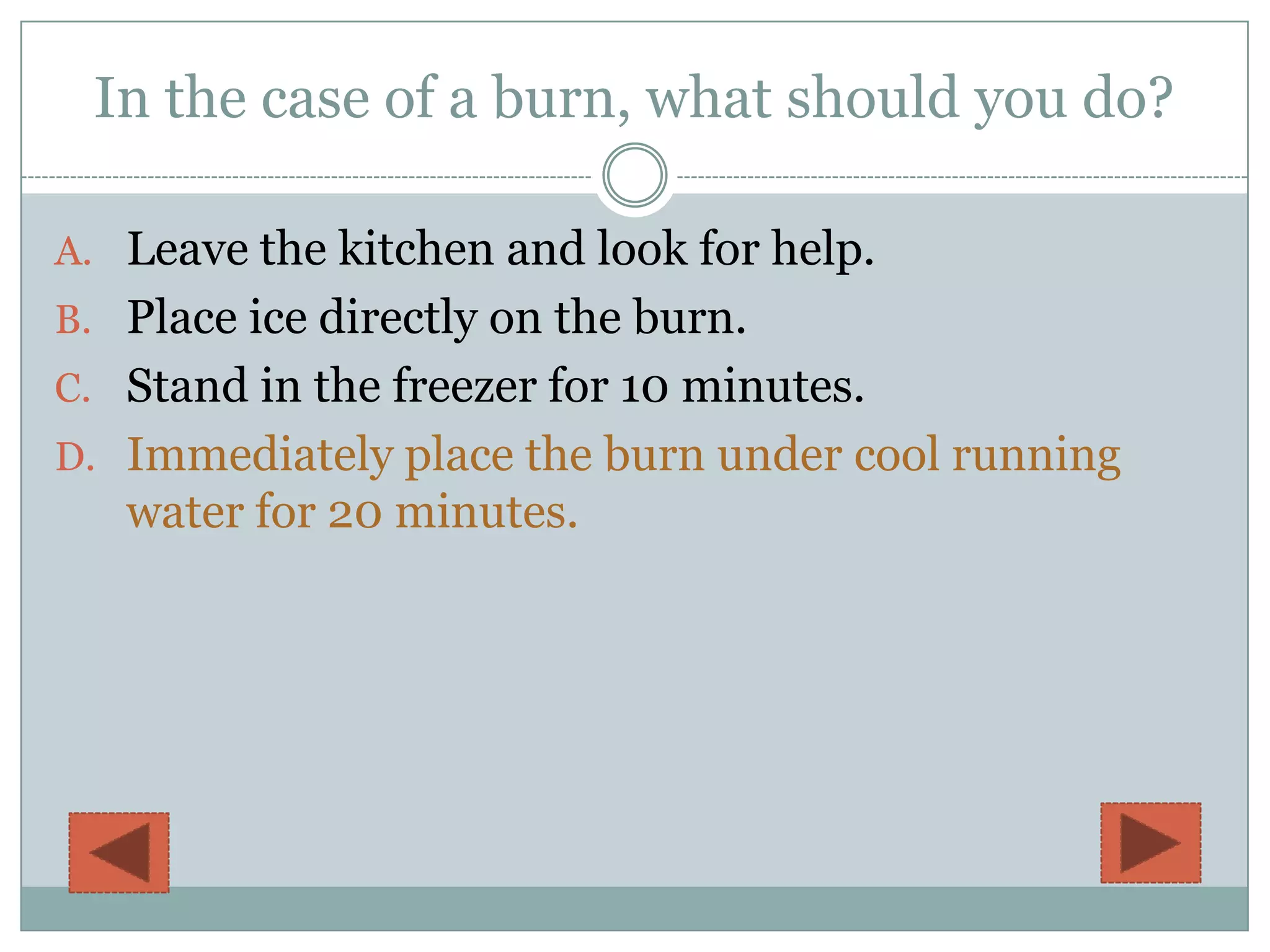 Kitchen Safety Quiz | PPSX | First Aid | Injuries