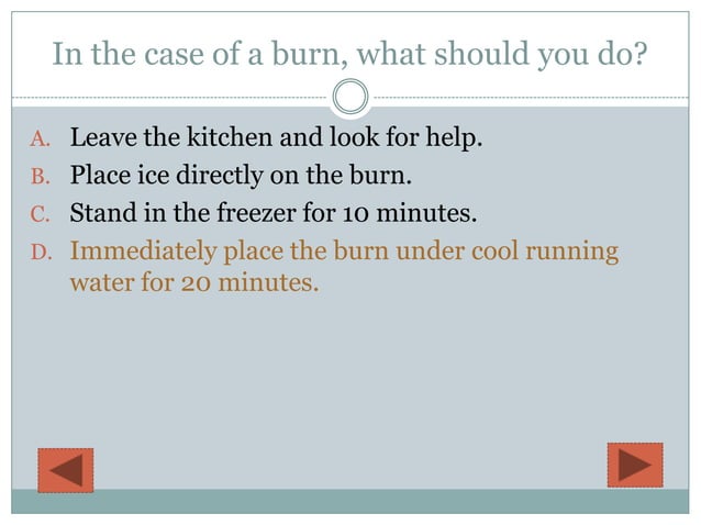 Kitchen Safety Quiz | PPSX | First Aid | Injuries