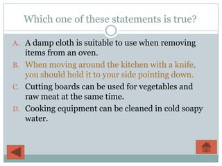 Kitchen Safety Quiz | PPSX | First Aid | Injuries