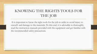 SAFETY PRACTICES IN FARM TOOLS.- animal productionpptx | PPTX