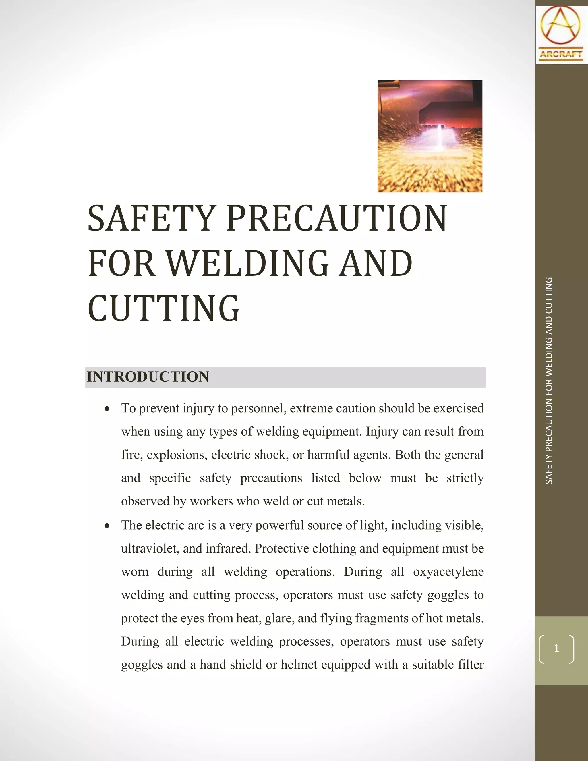 Safety precaution for welding and cutting | PDF