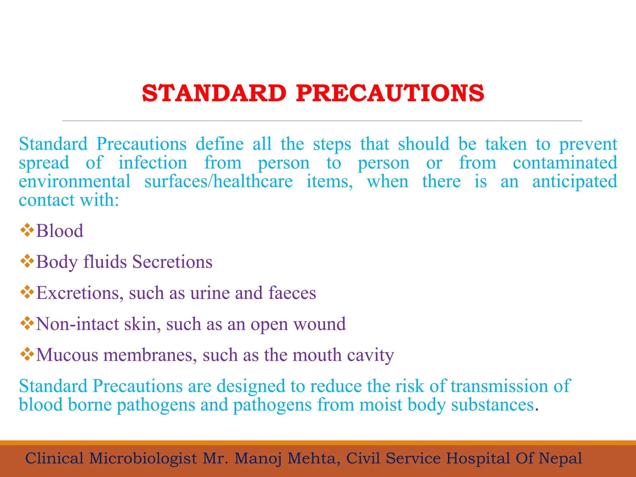 Safety precautions and infection control by Manoj.pptx