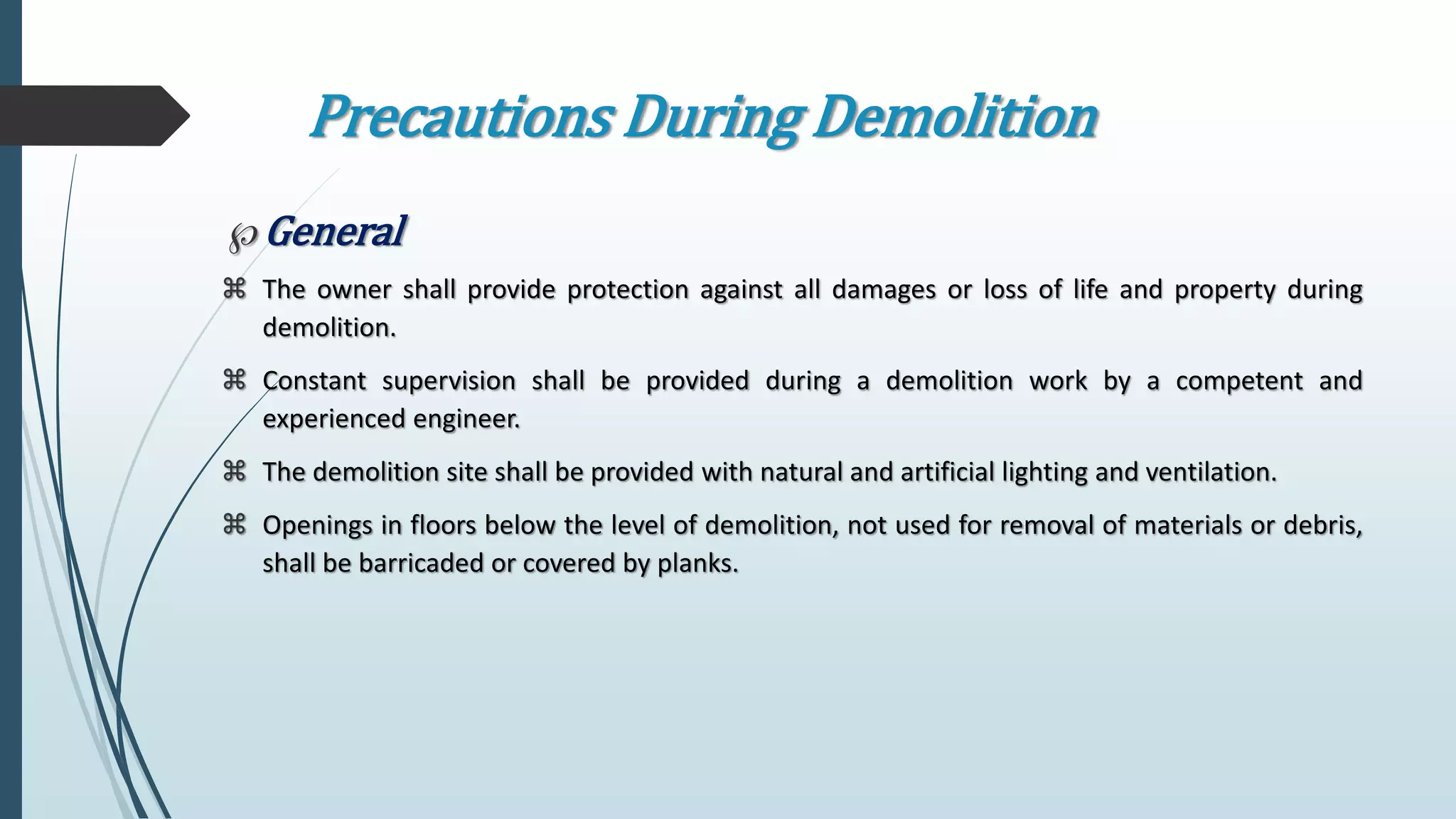 Safety precautions during demolition | PPTX