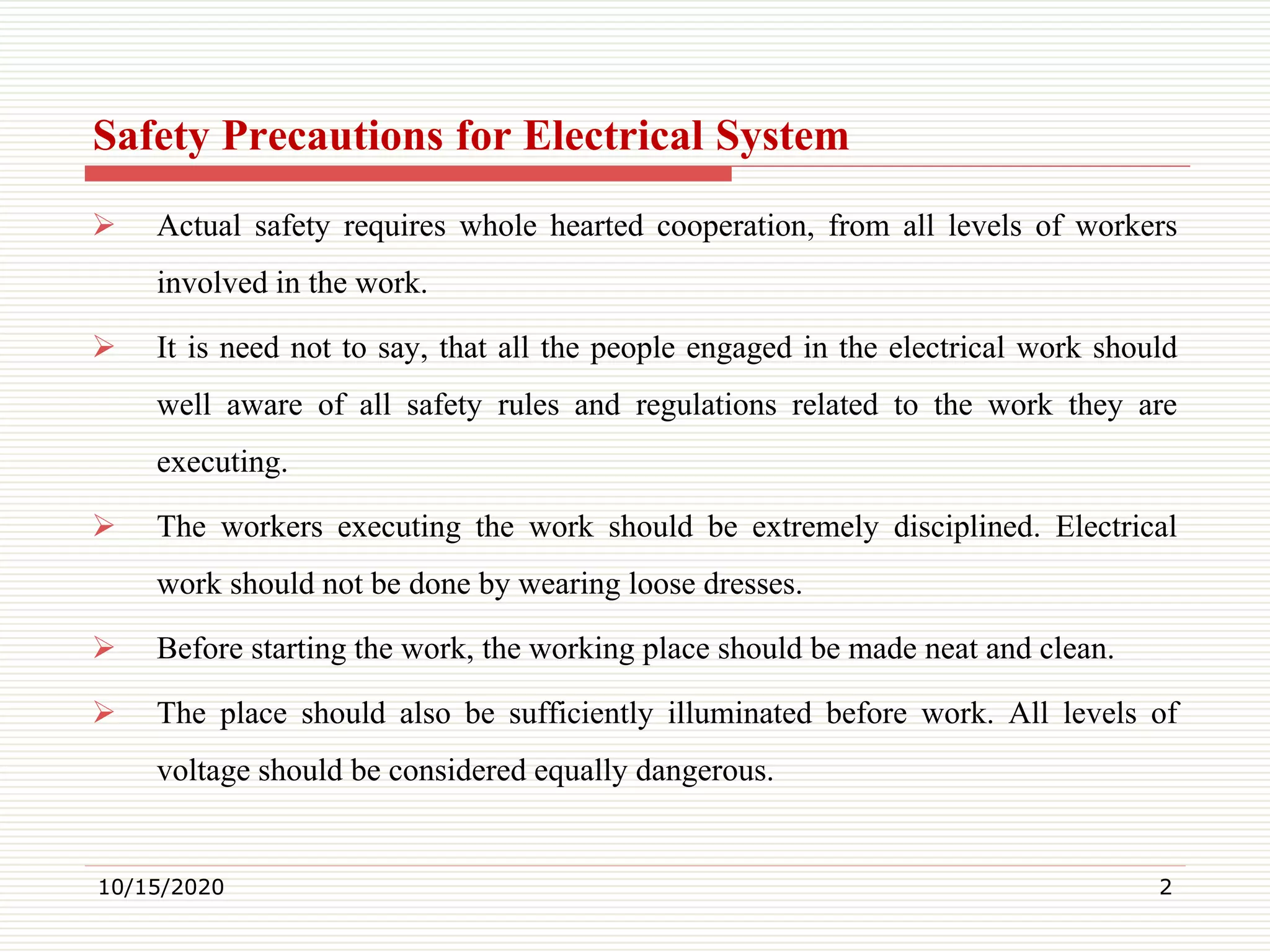 Safety Precautions for Electrical System | PDF