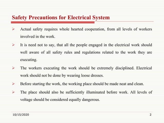 Safety Precautions for Electrical System | PDF