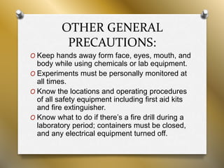 Safety precautions in laboratories | PPTX