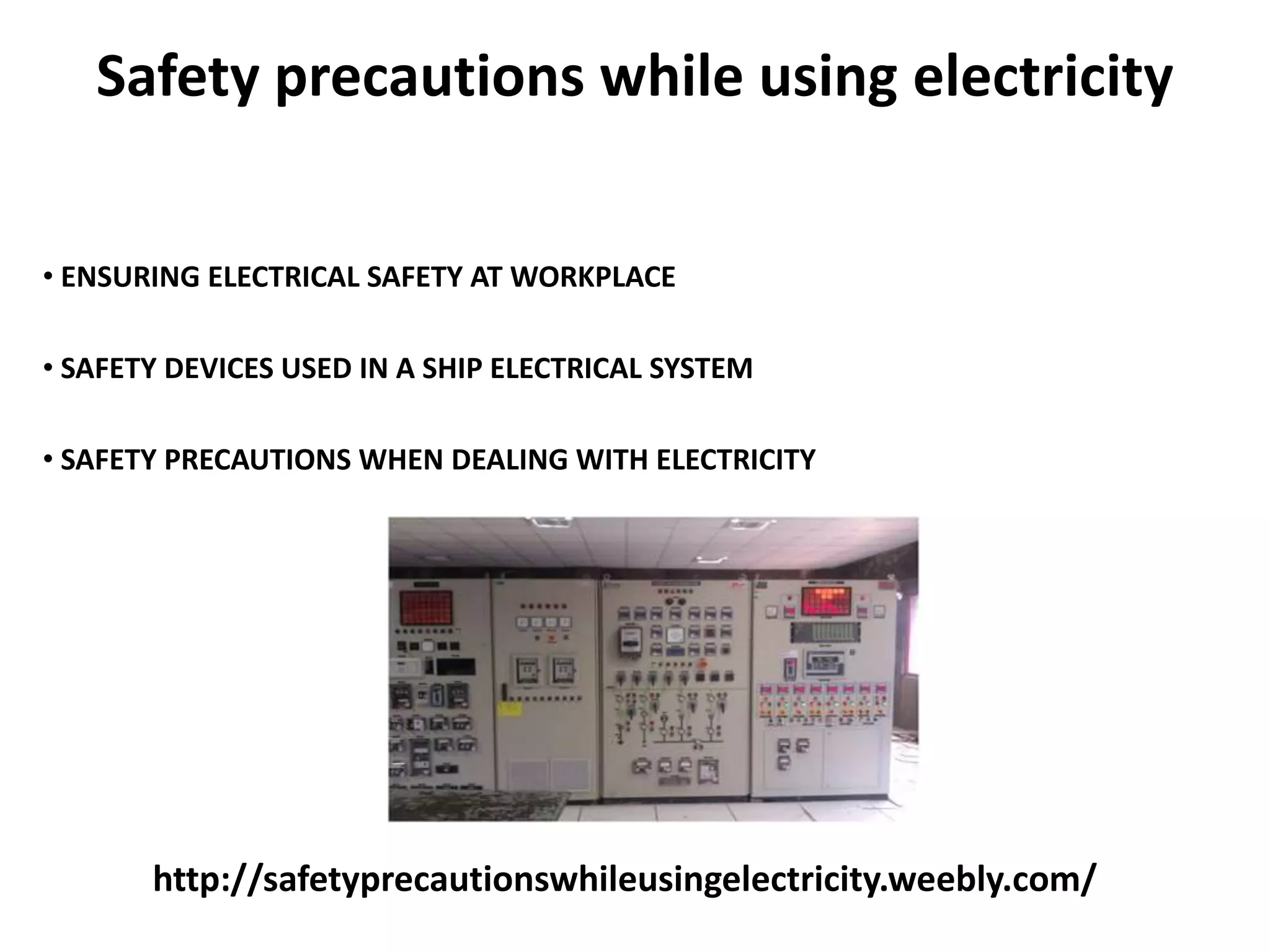 Safety precautions while using electricity | PPTX