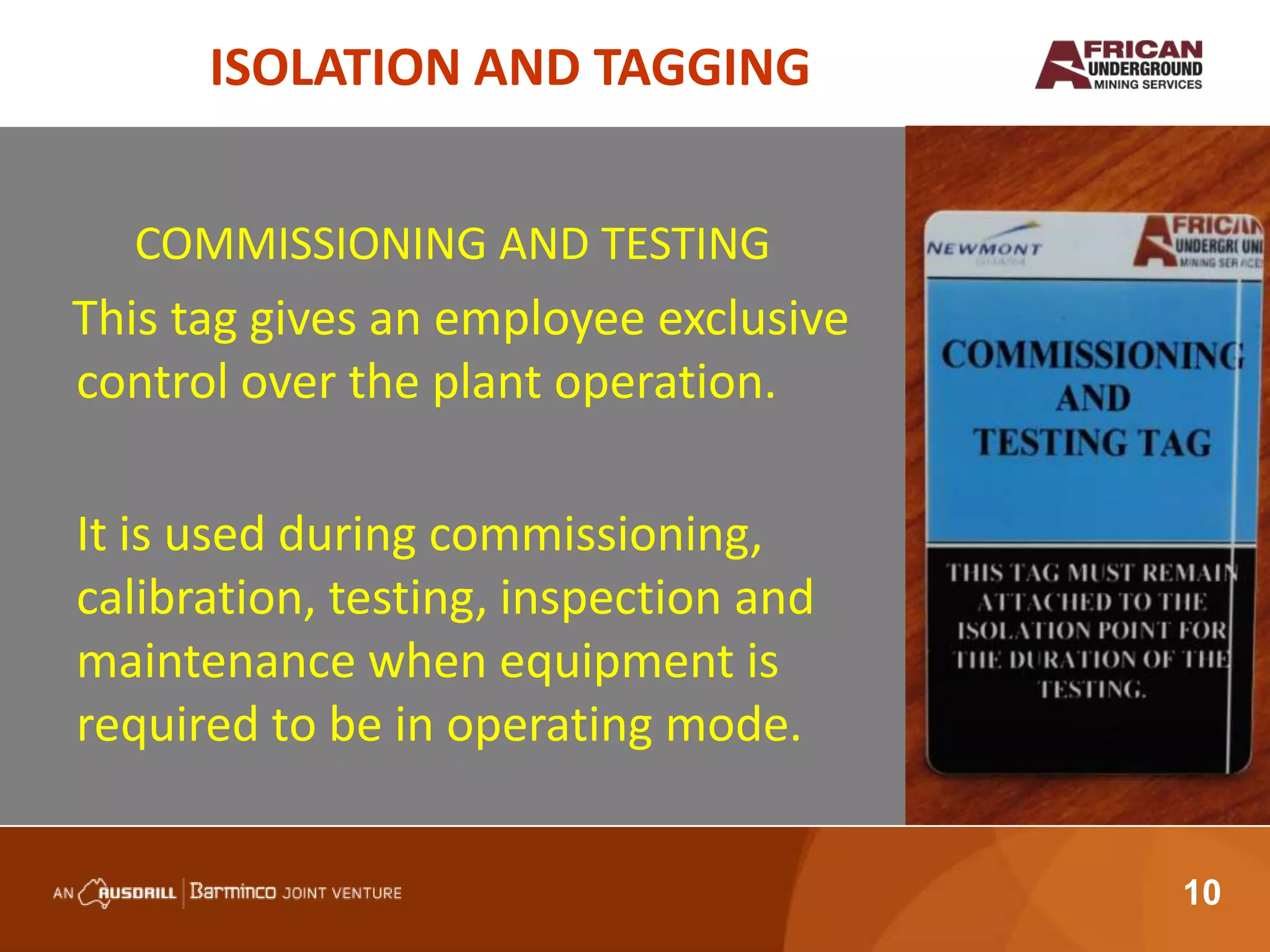 Safety presentation isolation and tagging | PPTX