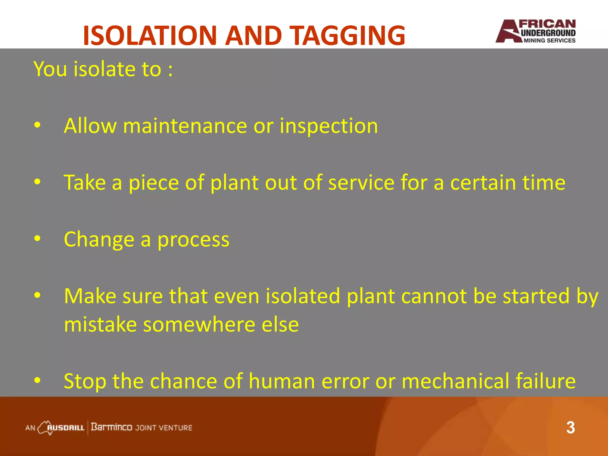 Safety presentation isolation and tagging | PPTX