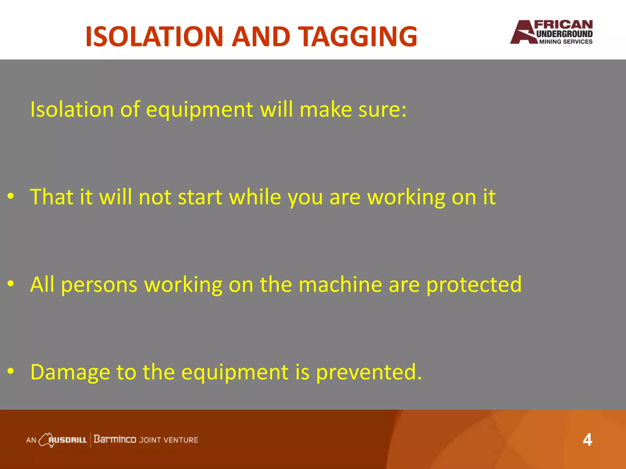Safety presentation isolation and tagging | PPTX