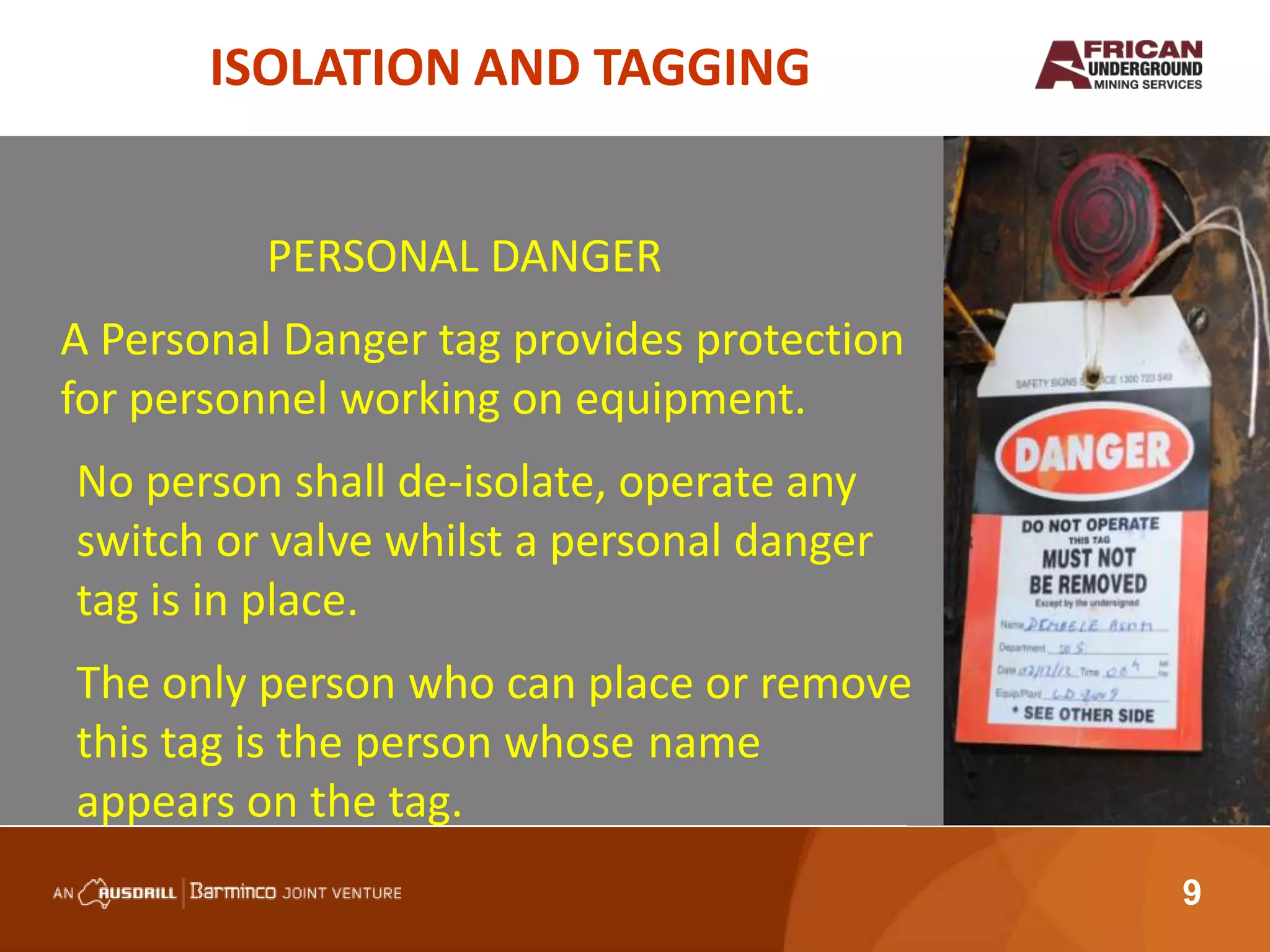 Safety presentation isolation and tagging | PPTX