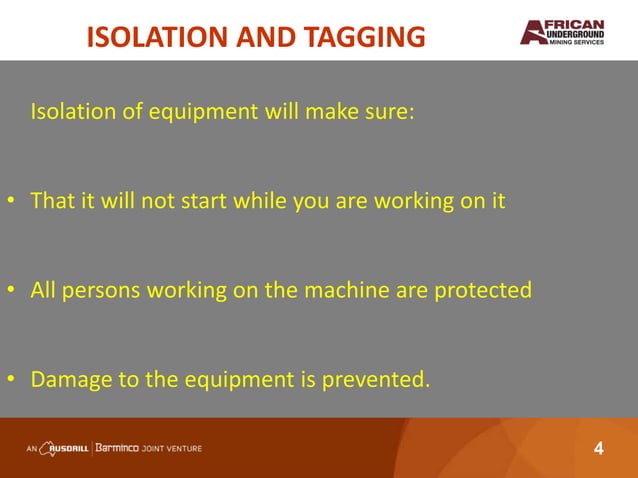 Safety presentation isolation and tagging | PPTX | Technology & Computing