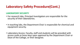 Safety procedure of lab | PPTX